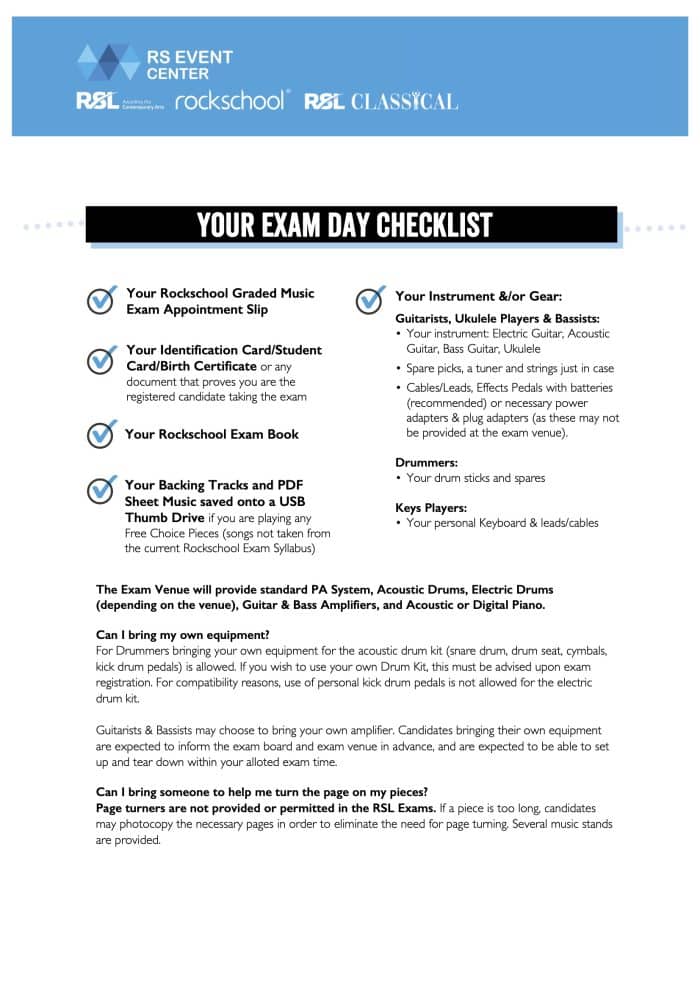 Your RSL Face to Face Exam Day Checklist – RSL Event Center